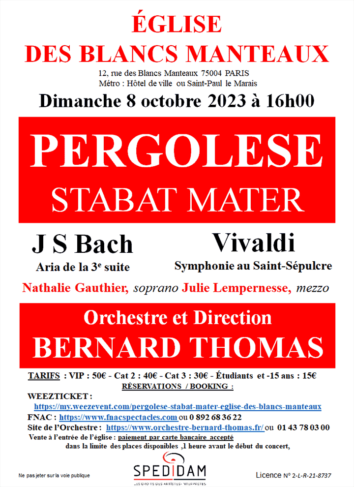 Stabat Mater de Pergolèse Dimanche 8 octobre Église Notre Dame des ...